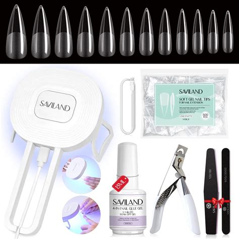 Saviland Gel X Nail Kit With Nail Lamp 4 In 1 Nail Glue