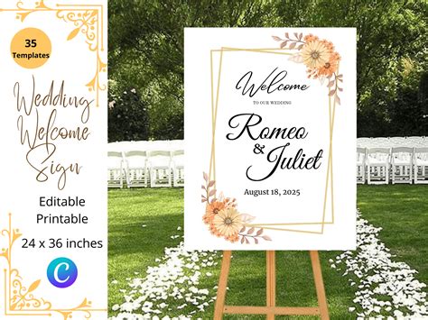 5 Sizes Editable Wedding Welcome Sign Templatewelcome Sign Printable