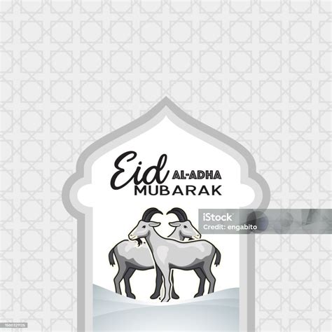 이드 알 아드하 인사말 카드 희생의 무슬림 축제 Qurban과 염소 3차원 형태에 대한 스톡 벡터 아트 및 기타 이미지 Istock