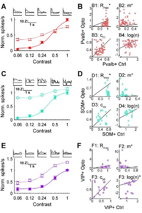 Photostimulation Alters Contrast Response Functions Of All Interneuron