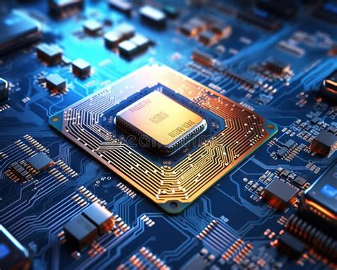 The Processor On The Circuit Board Is Inside The Computer Stock Illustration Illustration Of