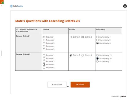 how to designing a cascading select question choice filter within a