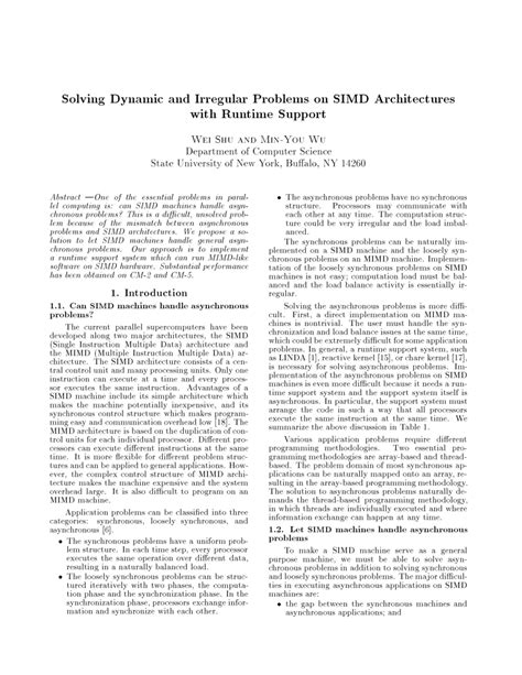 pdf solving dynamic and irregular problems on simd architectures with runtime support
