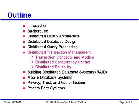 Outline Distributed Dbms Introduction Background Distributed Dbms