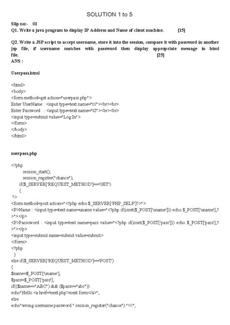 Tybbaca Sem V Practical Slips Time 3 Hours Marks 100 Q Core Java 1 A Write A
