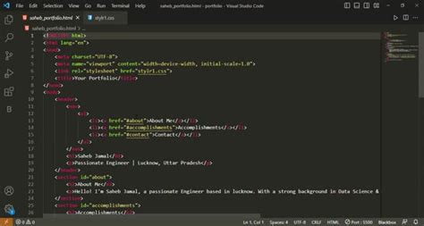 Saheb Khan On Linkedin Intern2023 Internship Webdevelopment Tasks Portfolio Vscode Html5