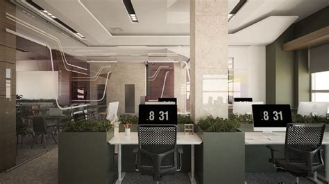 인테리어 디자인 사무실의 컴퓨터 생성 이미지입니다 건축 시각화 3d 렌더링 스톡 사진 0명에 대한 스톡 사진 및 기타 이미지 Istock