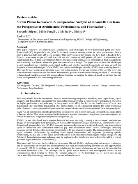 2d 3d Ic Article 3 Pdf Integrated Circuit Semiconductor Device Fabrication