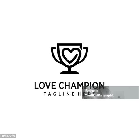 하트 아이콘 벡터 템플릿이 있는 크리에이 티브 현대 트로피 로고 개념에 대한 스톡 벡터 아트 및 기타 이미지 개념 개념과 주제 경쟁 Istock