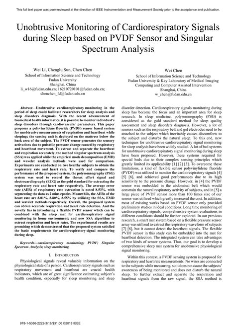 Pdf Unobtrusive Monitoring Of Cardiorespiratory Signals During Sleep