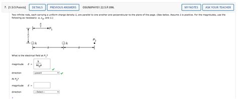 Solved What Is The Electrical Field At P1 Magnitude E