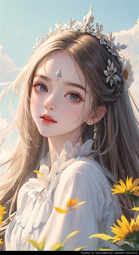 浅浅520的插画作品 向日葵女孩 插画中国