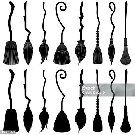 다양한 마녀 빗자루 모음 10월에 대한 스톡 벡터 아트 및 기타 이미지 10월 가사 집안일 가정용 장비 Istock