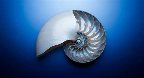Nautilus Shell Cross Section On Blue Gradient Stock Illustration
