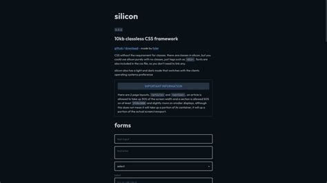 Made A Classless Css Framework With A Dynamic Light And Dark Theme R