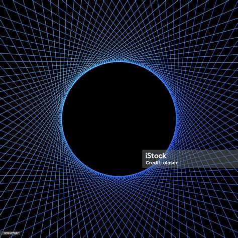 선이 회전하고 검은 구를 만지고 중간에 공간을 복사합니다 디지털 생성 이미지에 대한 스톡 벡터 아트 및 기타 이미지 디지털