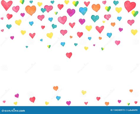 Heart Confetti Falling Down Isolated Valentines Day Concept Heart Shapes Overlay Background