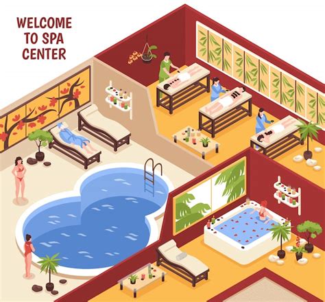 Free Vector Isometric Spa Center Illustration