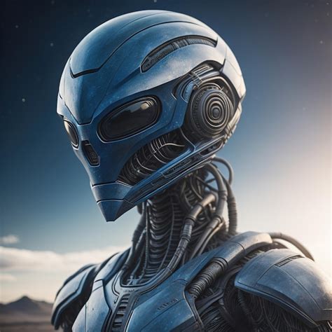 Premium Ai Image Humanoid Alien Robot Close Up
