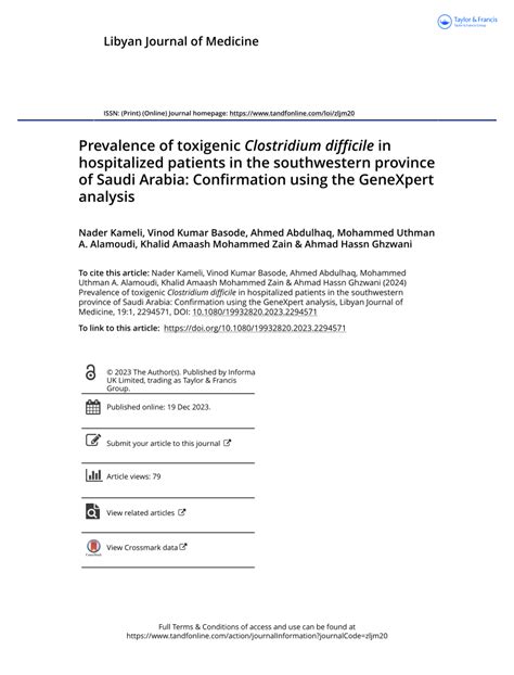 Pdf Prevalence Of Toxigenic Clostridium Difficile In Hospitalized