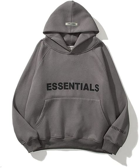 Unisex Essentials Hoodie Letter Print Loose Fit Hooded Sweatshirt Long Sleeve Casual Pullover