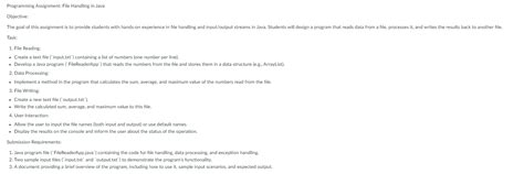Solved Programming Assignment File Handling In Java