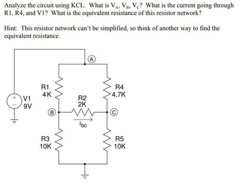solved analyze the circuit using kcl what is va vb vc