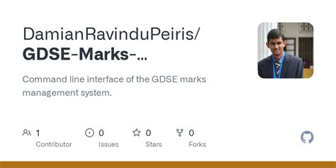 GitHub DamianRavinduPeiris GDSE Marks Management CLI Command Line