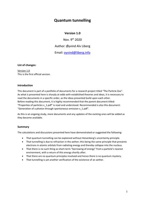 Pdf Quantum Tunnelling