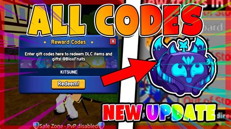 All Kitsune Update Codes New Update Event For Blox Fruits Blox