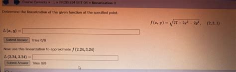 Solved Course Contents Problem Set 04 Linearization 1