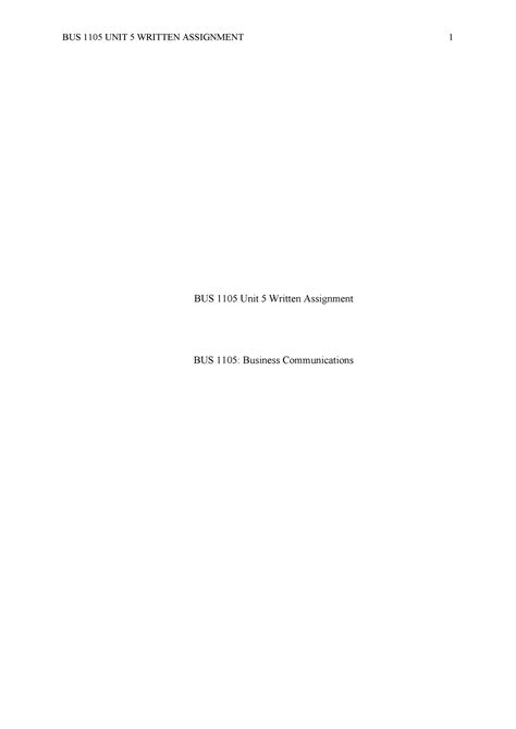 Bus1105 5w Unit 5 Written Bus 1105 Unit 5 Written Assignment Bus