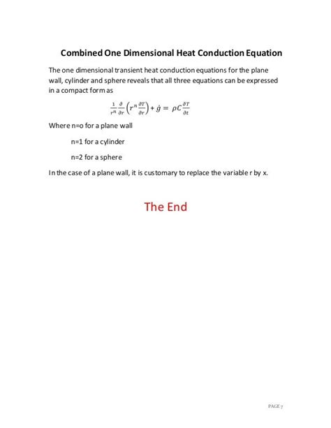 One Dimensional Heat Conduction Equation