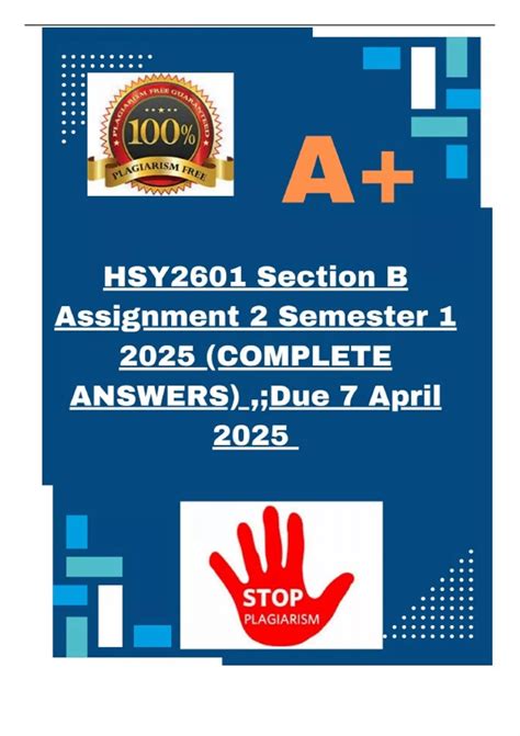 Hsy2601 Section B Assignment 2 Semester 1 2025 Complete Answers Due