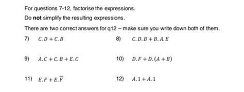 Solved For Questions 7 12 Factorise The Expressions Do Not