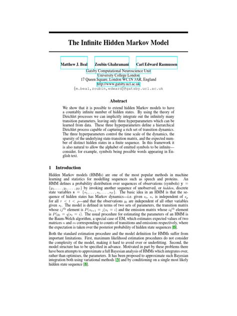 The Infinite Hidden Markov Model Pdf Statistical Theory Applied Mathematics