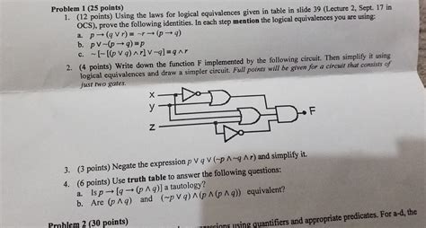 Solved Problem Points Points Using The Laws Chegg