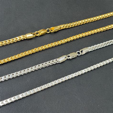 925 Sterling Silver 4mm Franco Chain Necklace Italia Chains