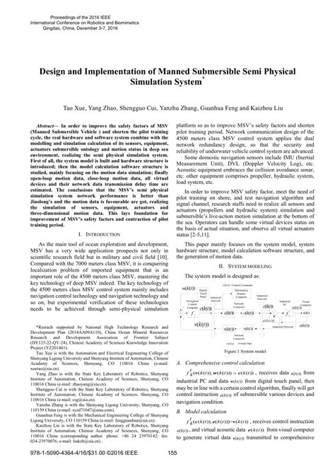 Pdf Design And Implementation Of Manned Submersible Semi Physical Simulation System