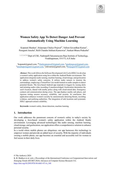 PDF Women Safety App To Detect Danger And Prevent Automatically Using Machine Learning