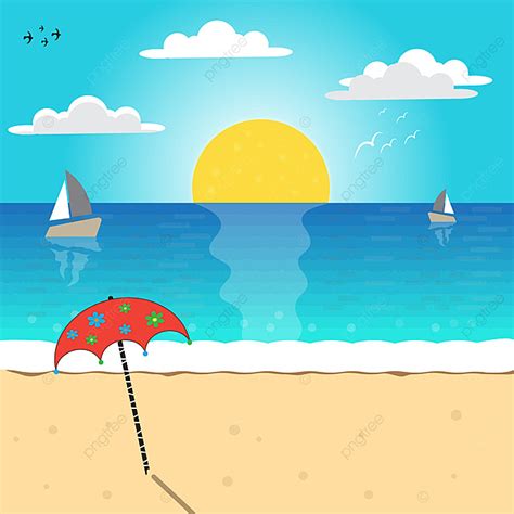 Summer Sea And Beach Vector Background Summer Sea Beach Background Image And Wallpaper For