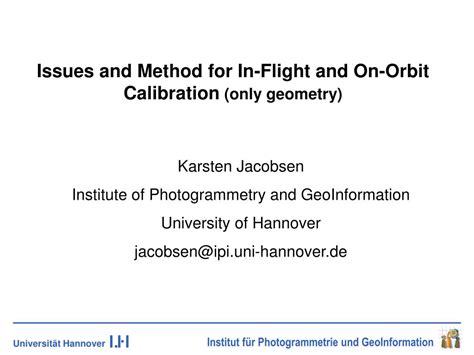 PPT Issues And Method For In Flight And On Orbit Calibration Only Geometry PowerPoint