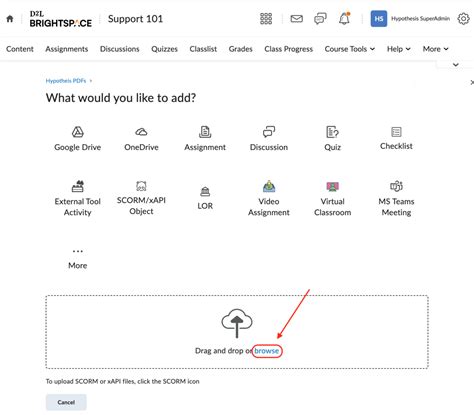 using hypothesis with d2l brightspace course content files hypothesis