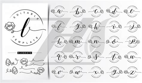 دانلود وکتور الگوی لوگو حروف انگلیسی گلدار دانلود رایگان فایل لایه باز، Psd، وکتور، لوگو و موکاپ