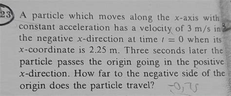 Solved A Particle Which Moves Along The X Axis With Constant Chegg Com