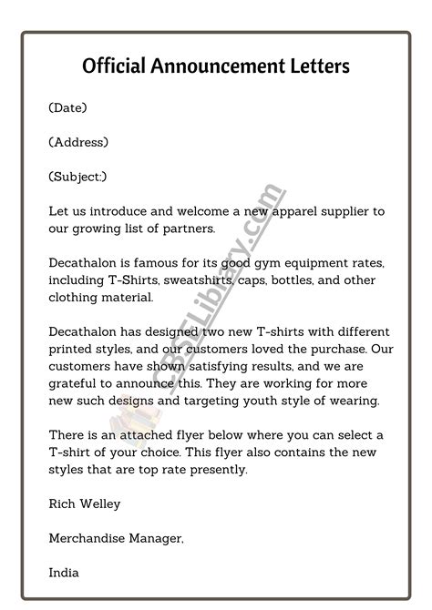 Sample Announcement Letters Examples Format Guidelines And How To Write Sample Announcement