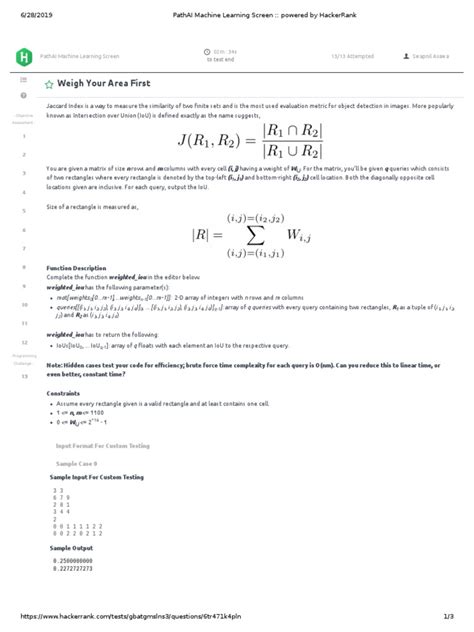 hackerrank test pdf time complexity matrix mathematics