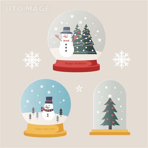 유토이미지 겨울 크리스마스 눈사람 트리 스노우볼 일러스트 크리스마스 트리 크리스마스 눈사람 크리스마스