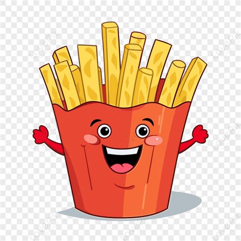 만화 스타일의 감자 튀김의 빨간 통 벡터재료무지 Png 일러스트 무료 다운로드 Lovepik