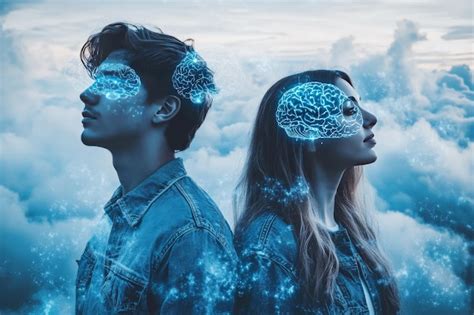 Dreamlike Scene Of A Couple With Exposed Brains In A Foggy Landscape